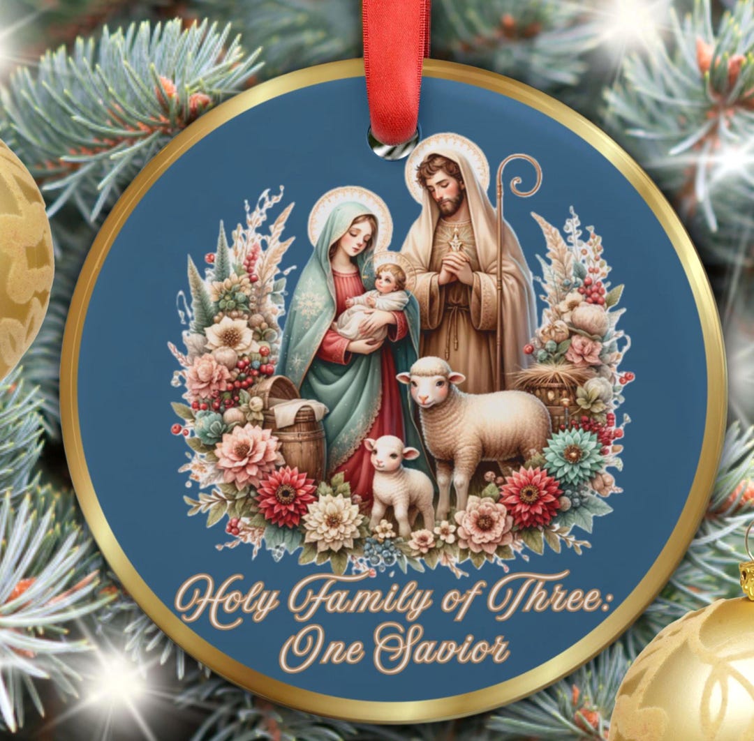 Holy Family Acrylic Ornament: Mary, Joseph, Baby Jesus, Nativity Scene ...