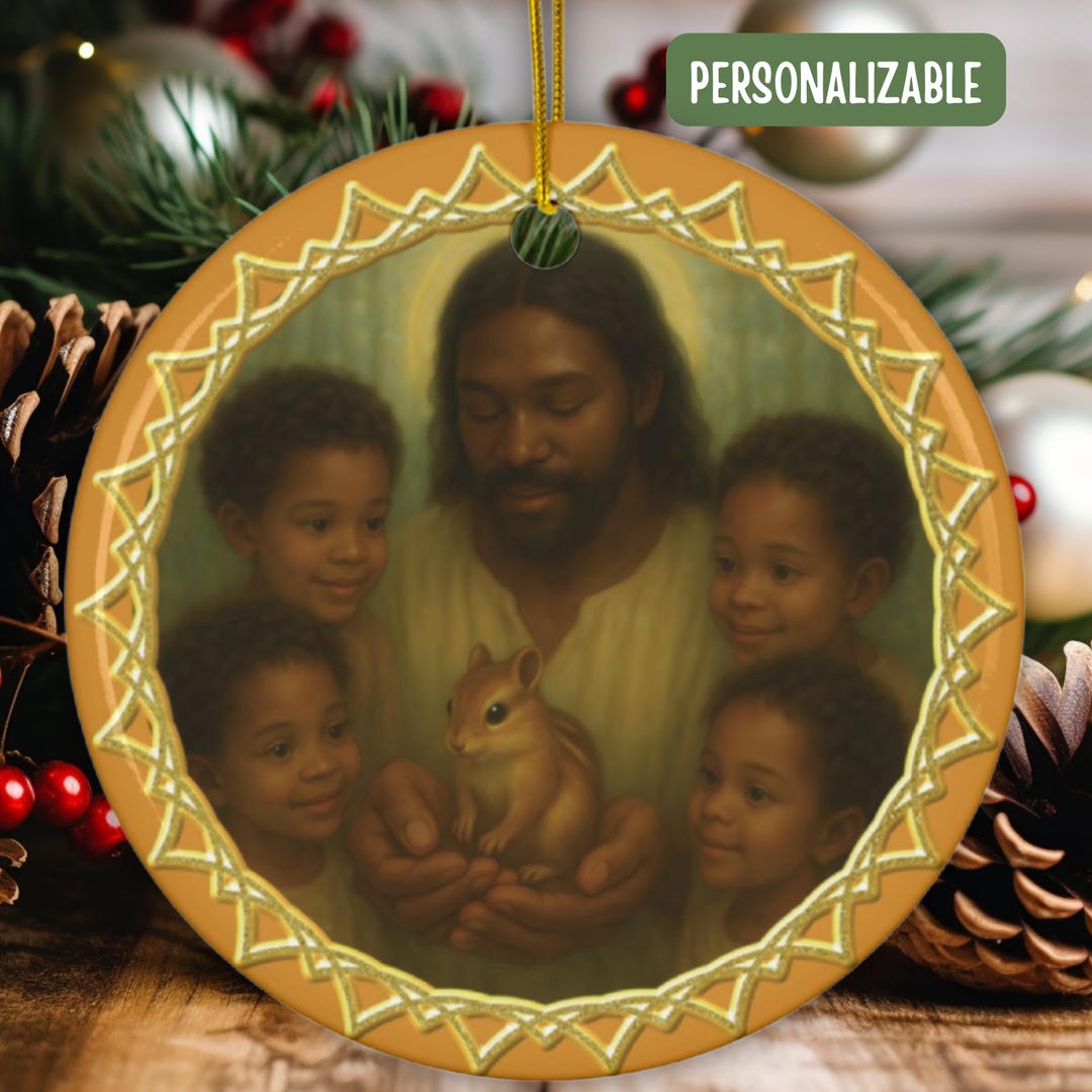African American Jesus Christmas Ornament, Chipmunk, Religious Xmas ...