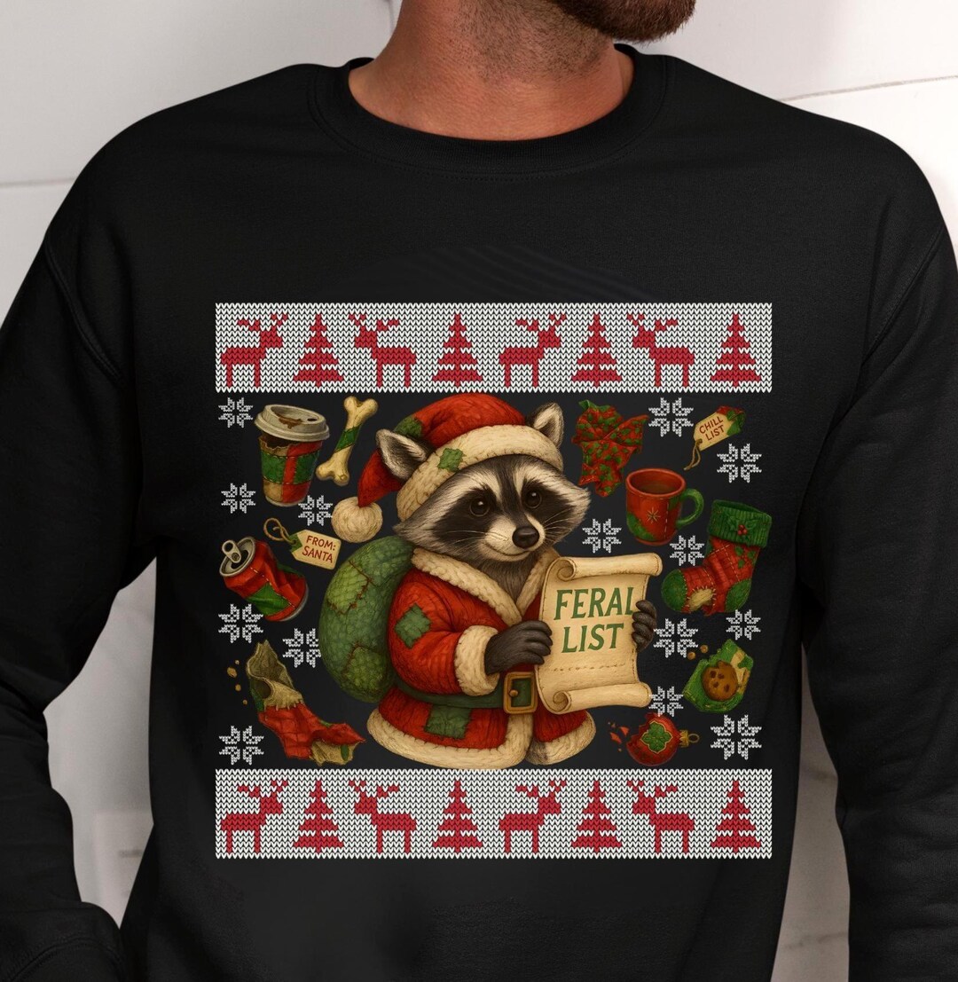 Funny Raccoon Ugly Christmas Sweatshirt: Tacky Xmas Sweater Contest ...