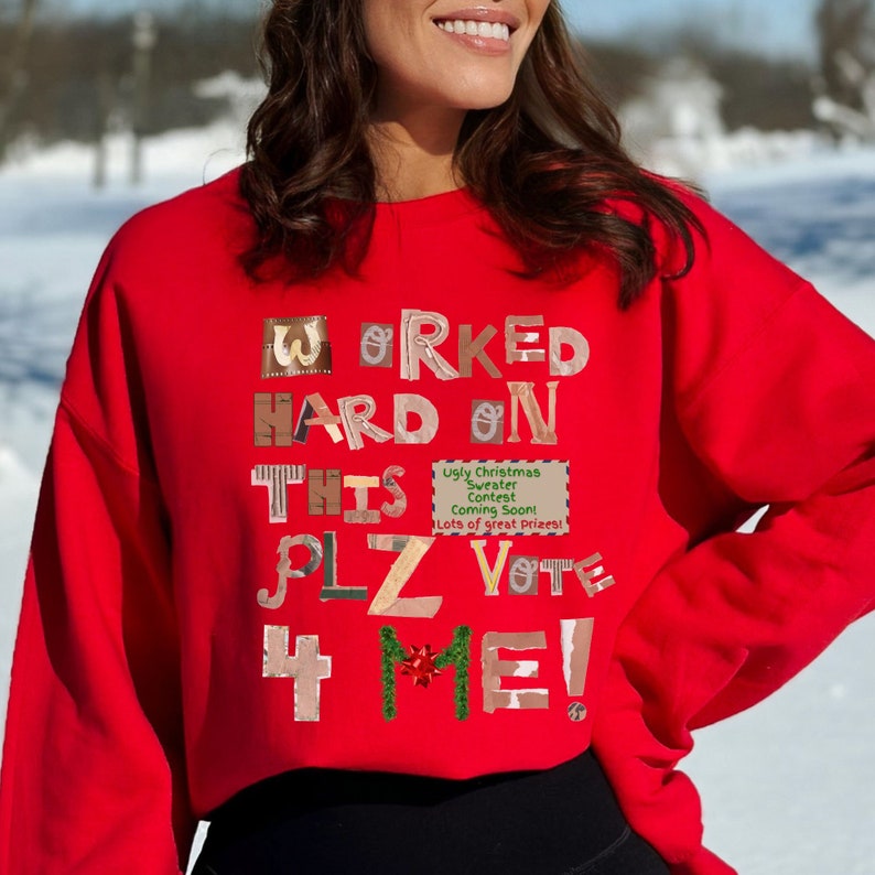 Tacky Ugly Christmas Sweater: Torn Paper Cardboard Letters - Etsy