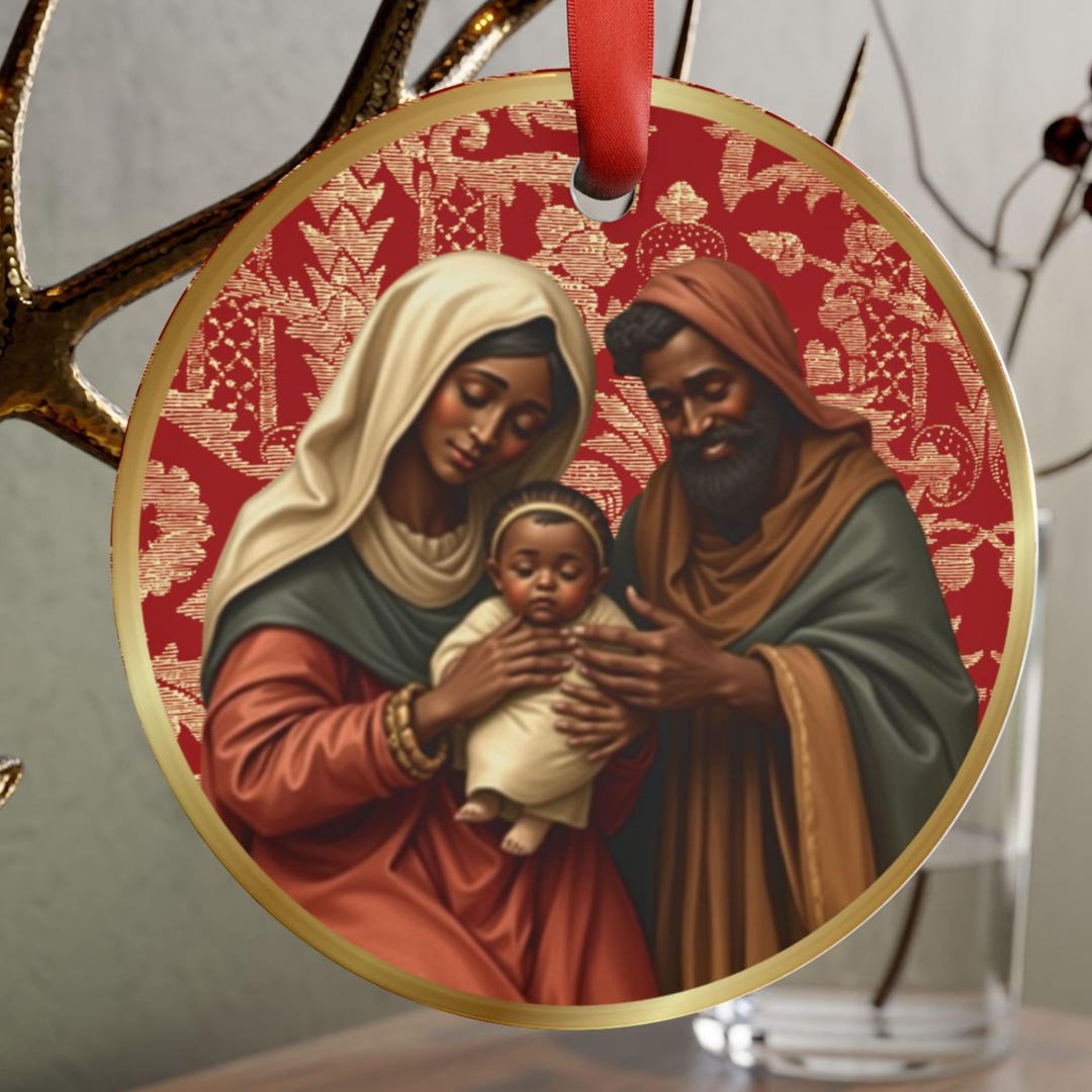 African American Mary Joseph and Baby Jesus Kwanzaa Ornament, Nativity ...