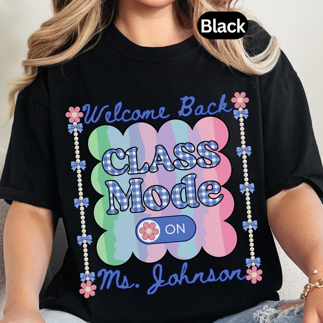 Personalized Teacher Shirt: Sorbet Stripe, Pearls & Bows - Back to ...