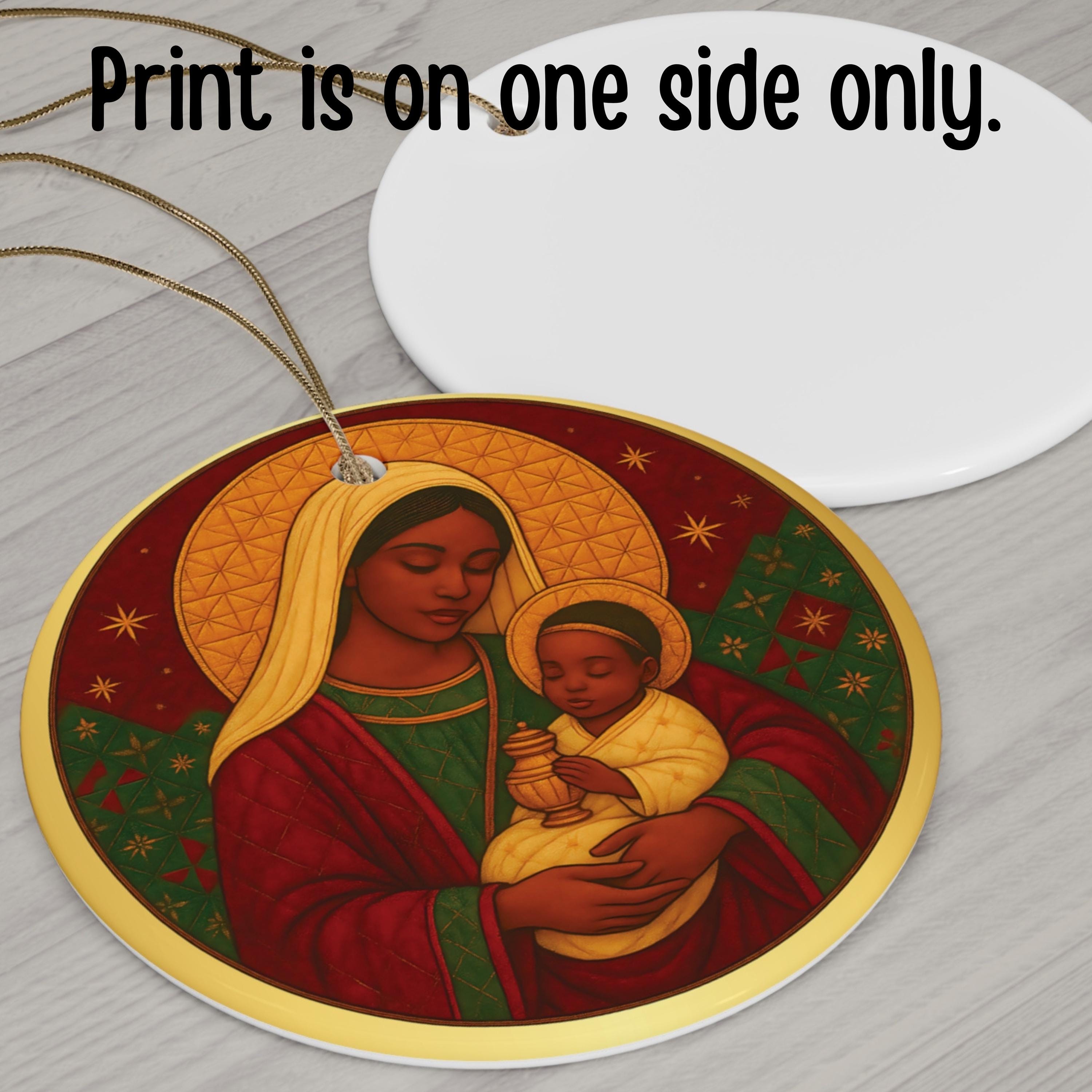 African American Madonna and Child Ornament, Patchwork Black Mary and ...
