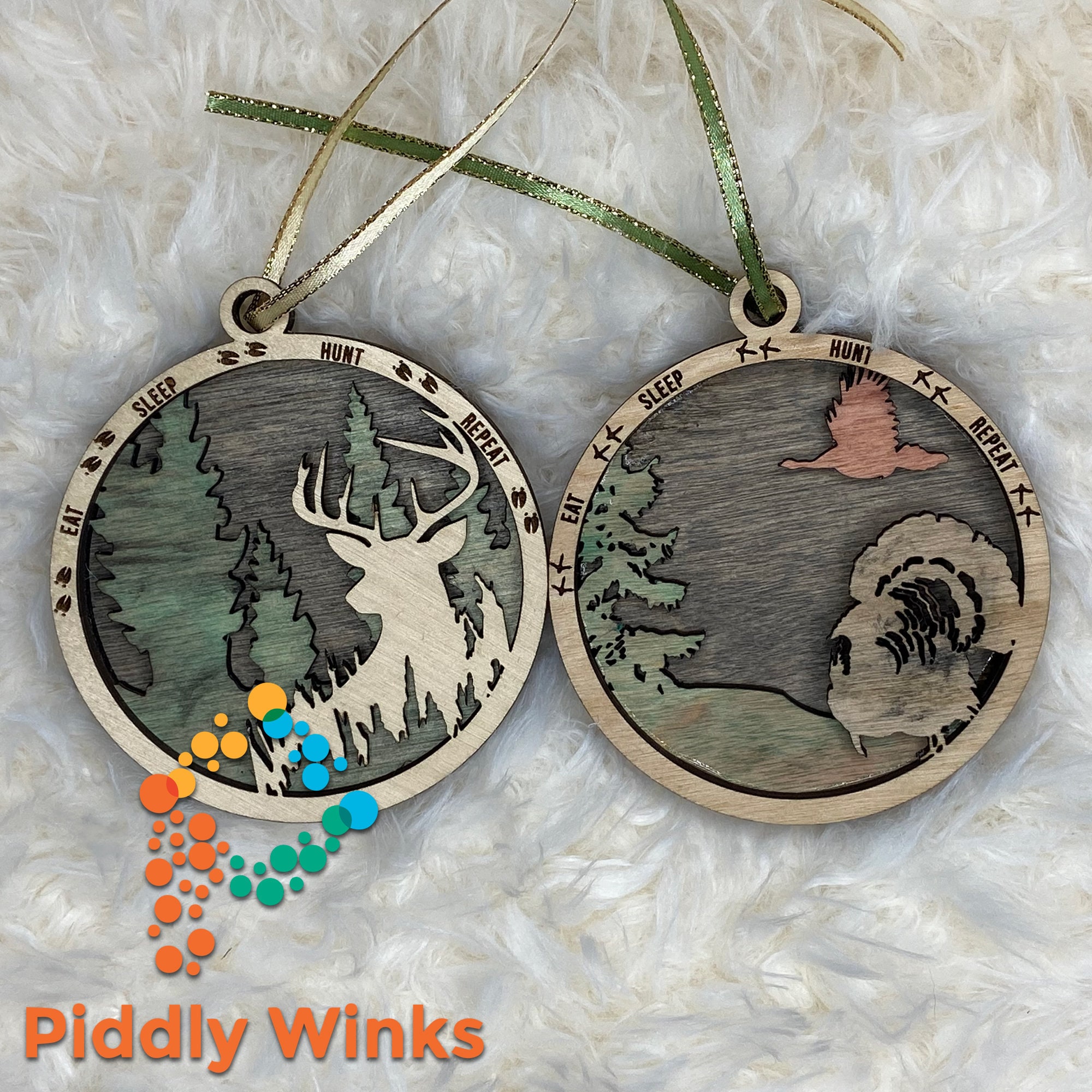 Hunting Ornament Set, Deer, Turkey, Svg, Laser, Layered, Glowforge, 1/4 ...