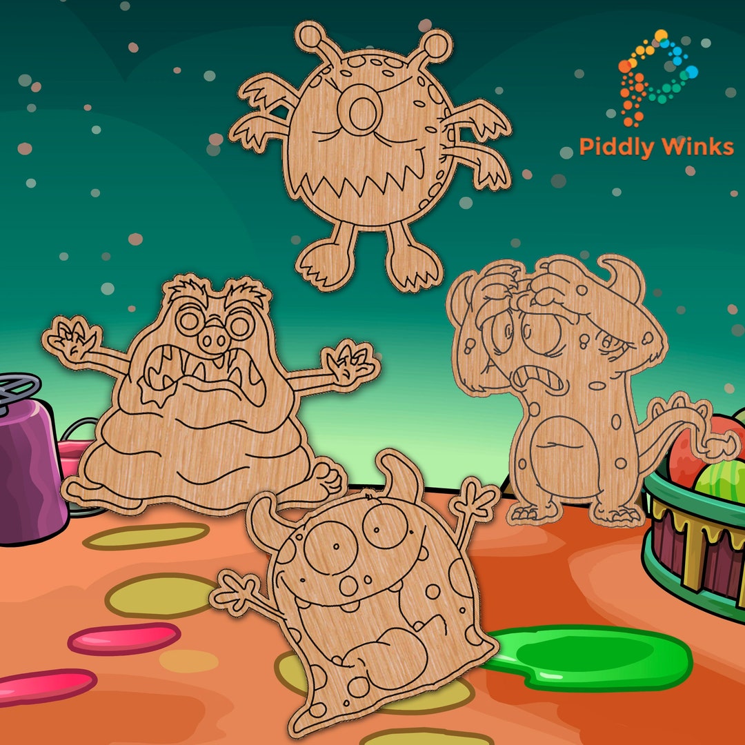 Monster Paint Party Files, 4 Included, Svg, Digital, Download, Score ...