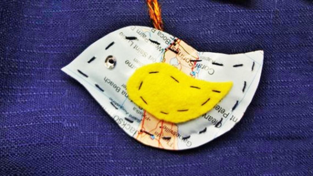 REPURPOSED Paper Map Bird ORNAMENT - Etsy