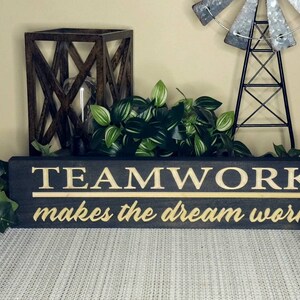Teamwork Makes the Dream Work Sign, Office Inspirational Sign, Signs ...