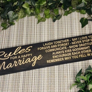 Rules for a Happy Marriage Sign, Marriage Sign, Couple Sign, Wooden ...