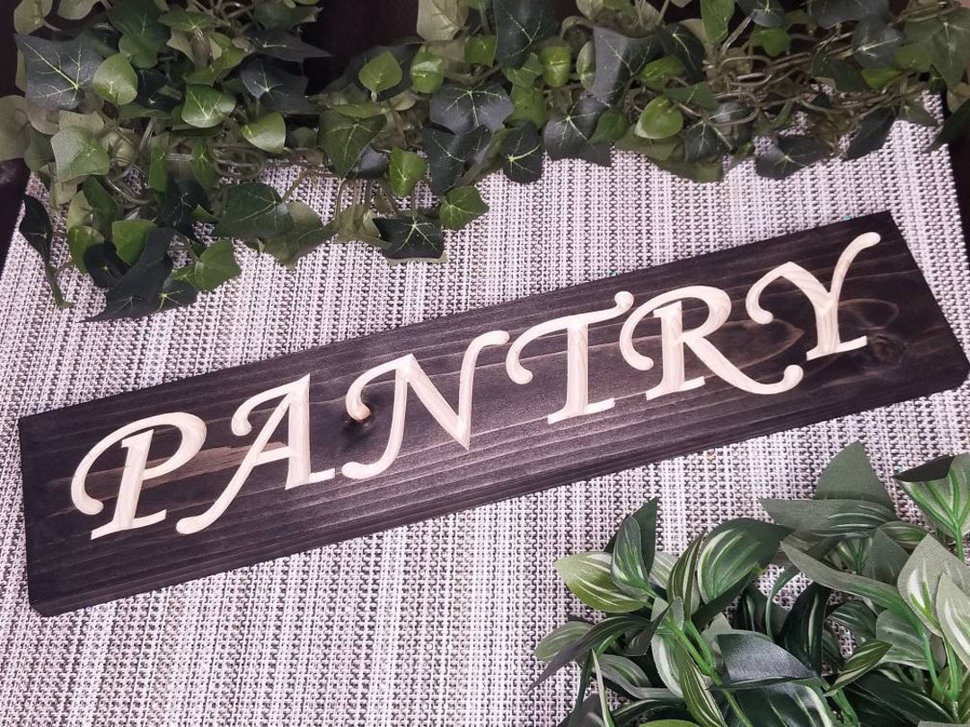 Custom 'PANTRY' Wood Sign Farmhouse Kitchen Door Decor, Rustic Pantry ...