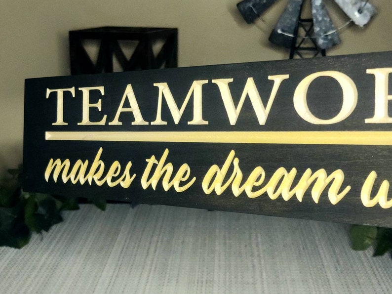 Teamwork Makes the Dream Work Sign Office Inspirational Sign - Etsy