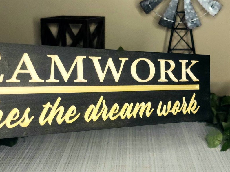 Teamwork Makes the Dream Work Sign Office Inspirational Sign - Etsy