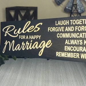 Rules for a Happy Marriage Sign Marriage Sign Couple Sign - Etsy