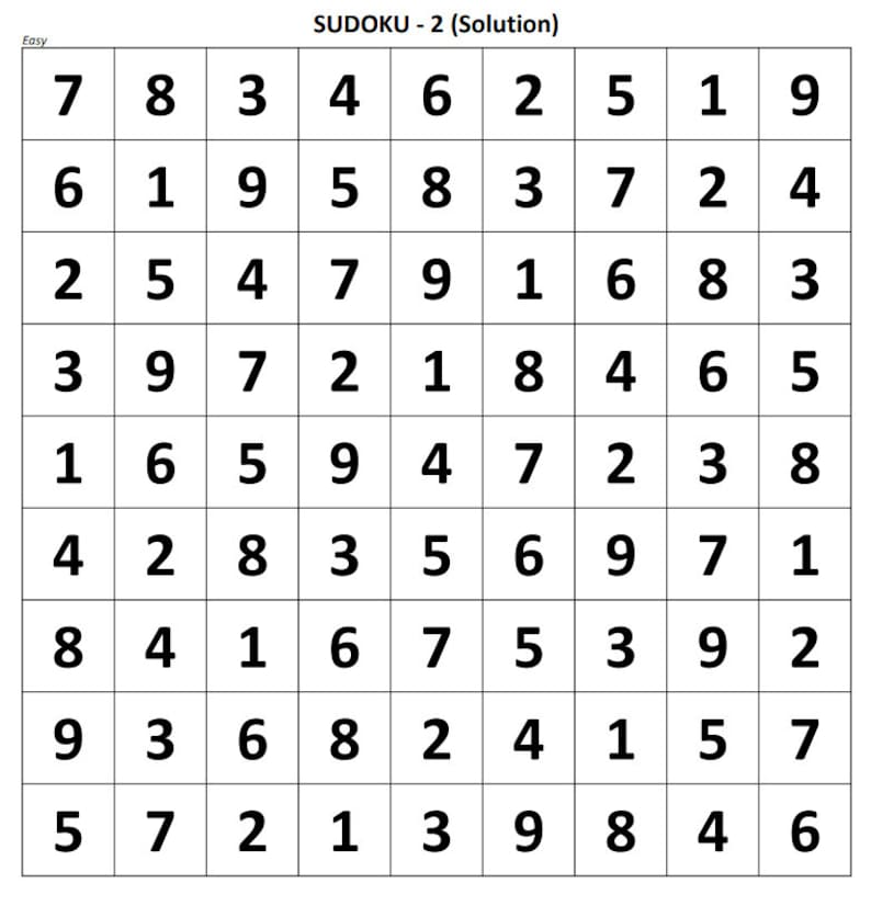 50 Easy Sudoku Puzzles With Solutions Vol 1, Large Print Digital ...