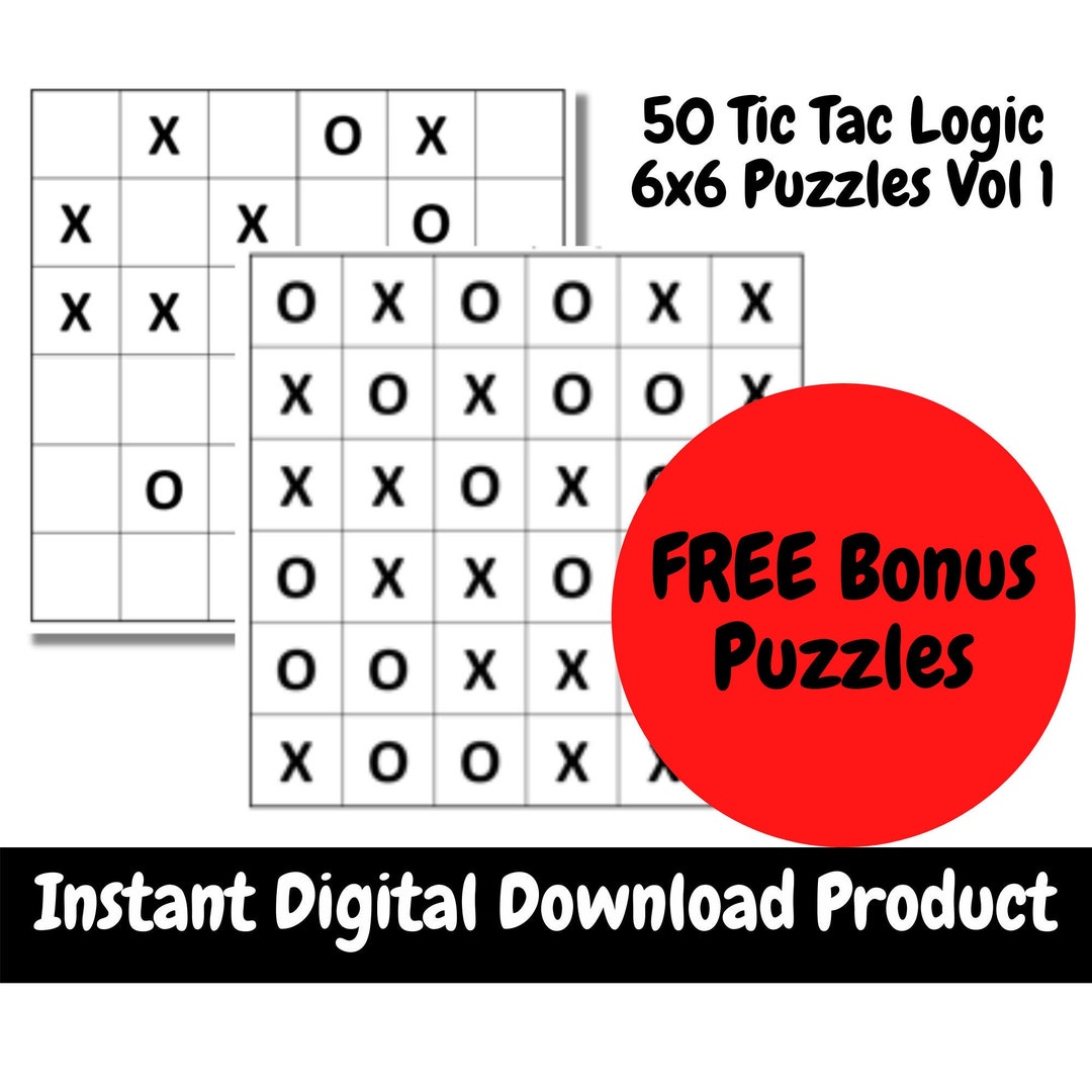 50 Tic Tac Logic 6x6 Puzzles With Solutions Vol 1 Digital - Etsy
