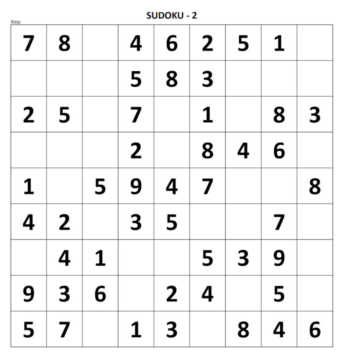 50 Easy Sudoku Puzzles With Solutions Vol 1, Large Print Digital ...