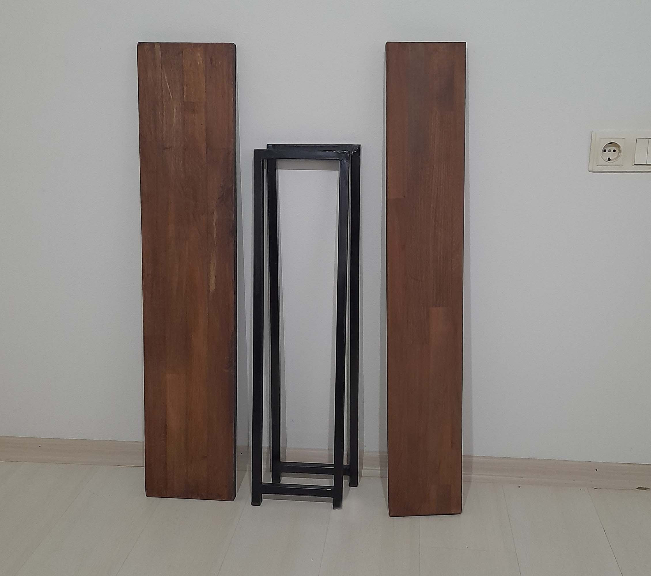 Solid Wood and Metal Legs Console, Entryway Table, Rustic Hallway, 3cm ...