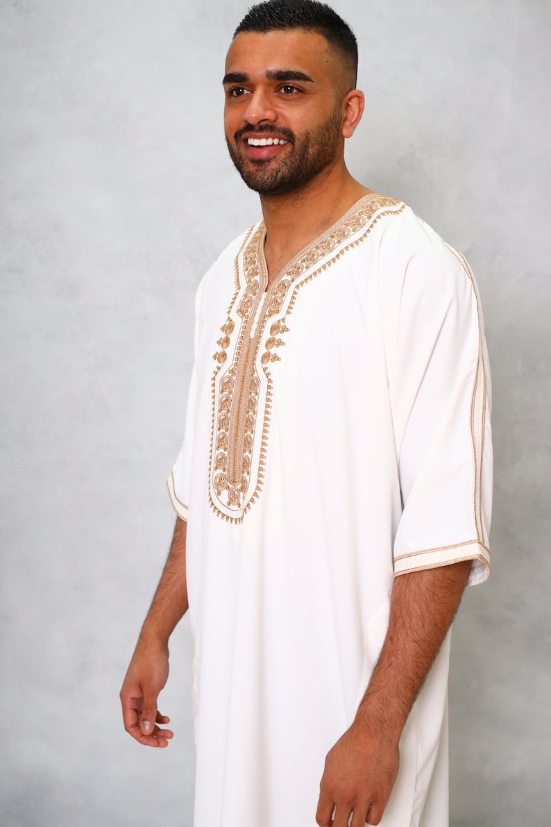 Moroccan Men's Jubbah Thobe, Embroidered Kaftan Style - Etsy
