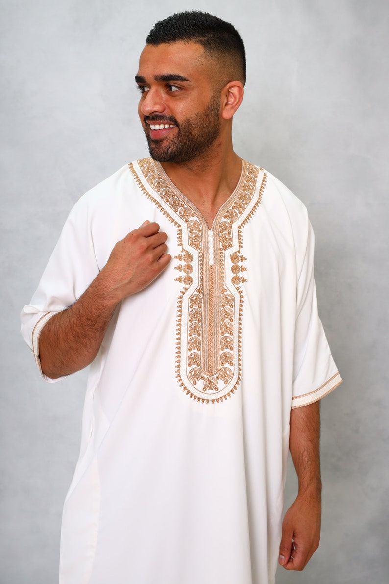 Moroccan Men's Jubbah Thobe, Embroidered Kaftan Style - Etsy