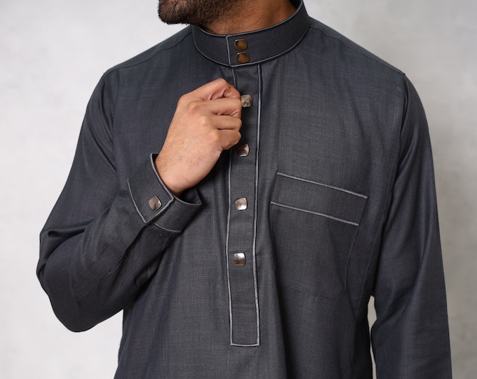 Grey Saudi Thobe - Etsy UK