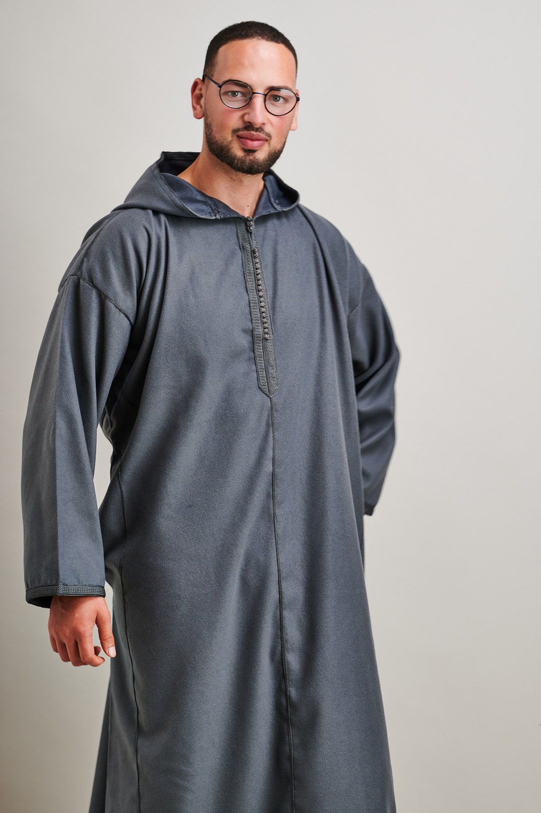 Moroccan Thobe Jubbah Djellaba Kaftan Kaudura Men Hood Heavy - Etsy