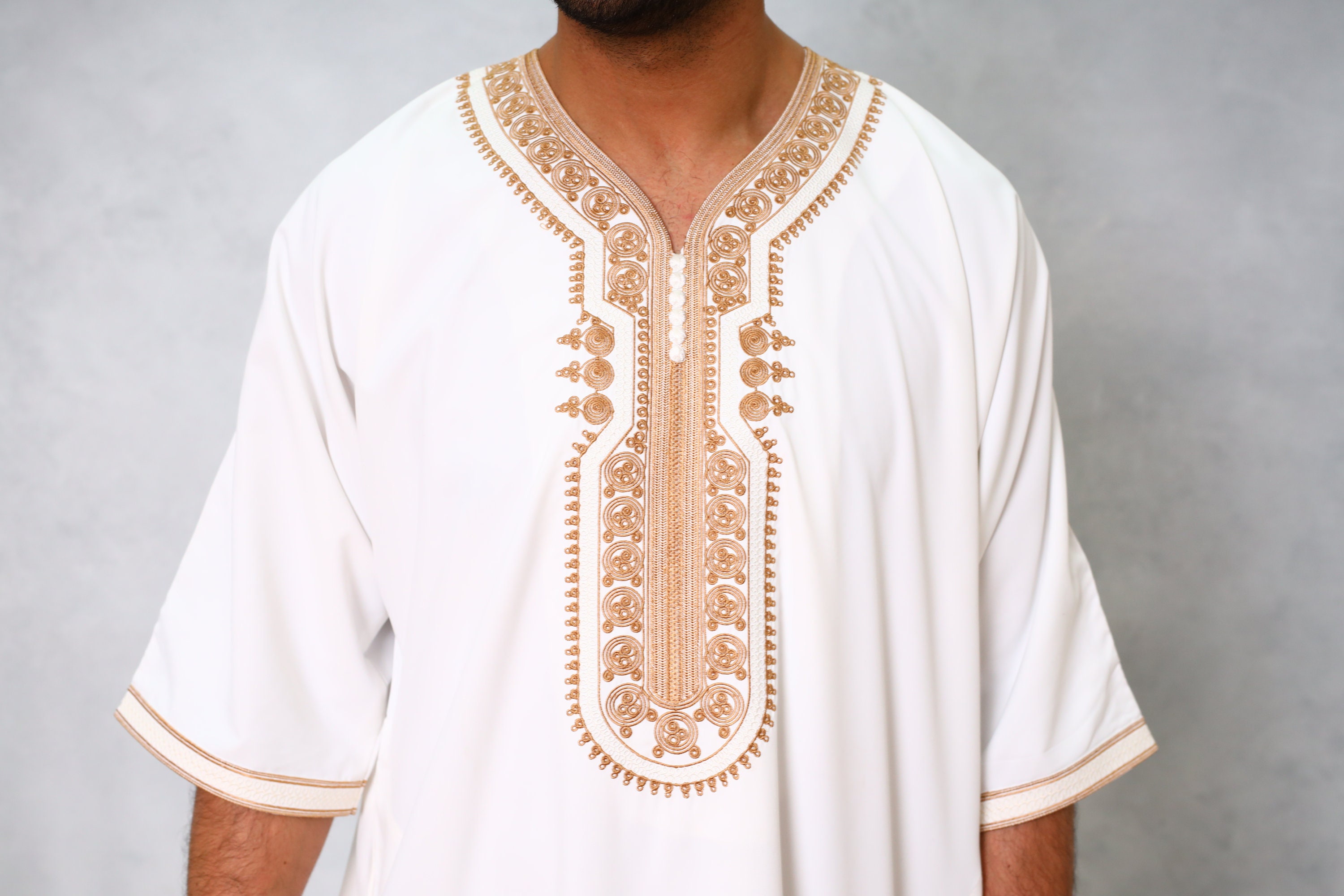 Moroccan Men's Jubbah Thobe, Embroidered Kaftan Style - Etsy