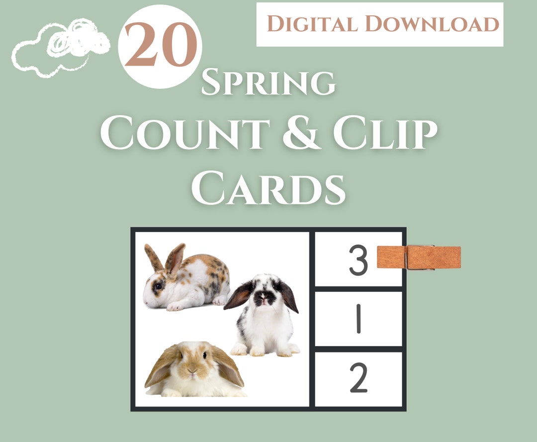 Spring Count and Clip Card Peg Card Homeschool Printable Spring ...