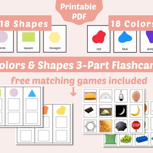 Colors & Shapes Printable Flashcards Matching Sorting Game - Etsy