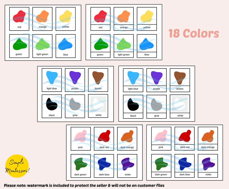 Colors & Shapes Printable Flashcards Matching Sorting Game - Etsy