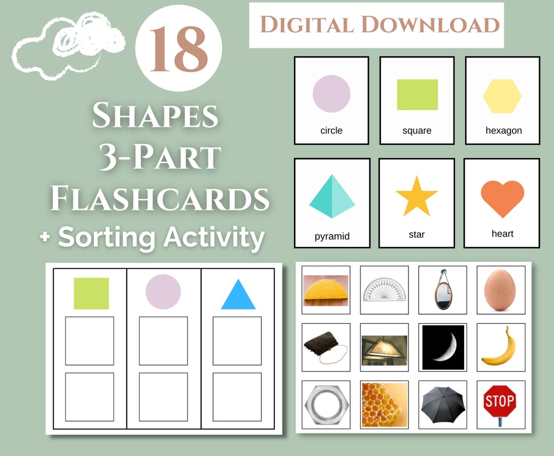 Shape Flashcard Montessori Printable Shape Matching Toddler Matching ...