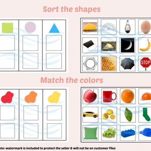 Colors & Shapes Printable Flashcards Matching Sorting Game - Etsy