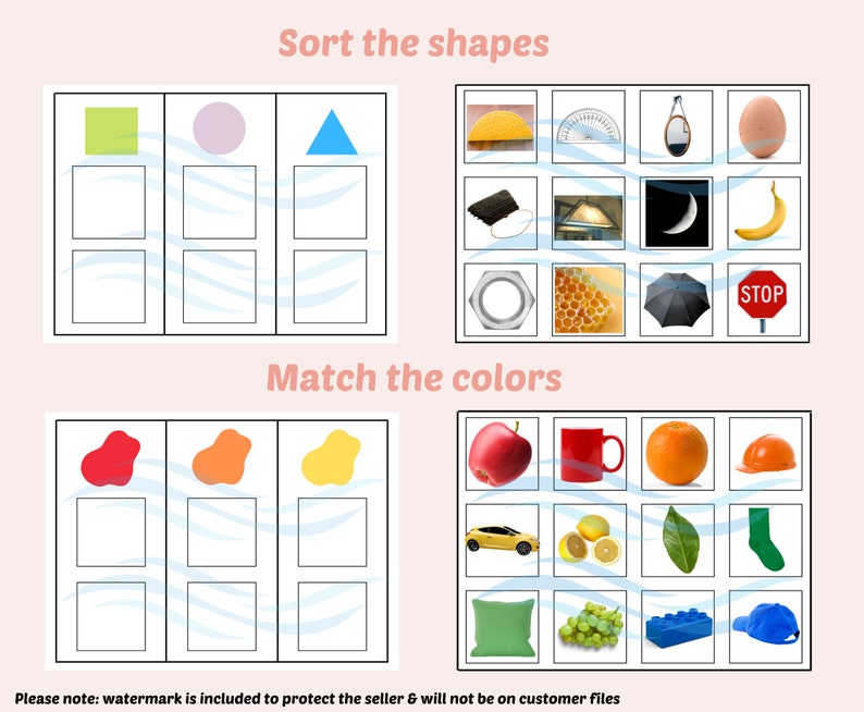 Colors & Shapes Printable Flashcards Matching Sorting Game - Etsy