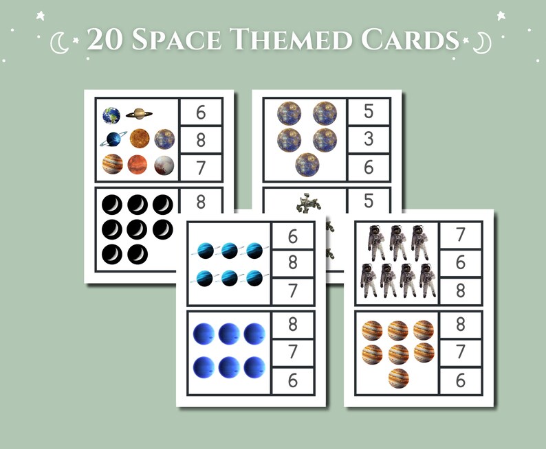 Outer Space Count and Clip Card Space Activity Montessori Printable ...
