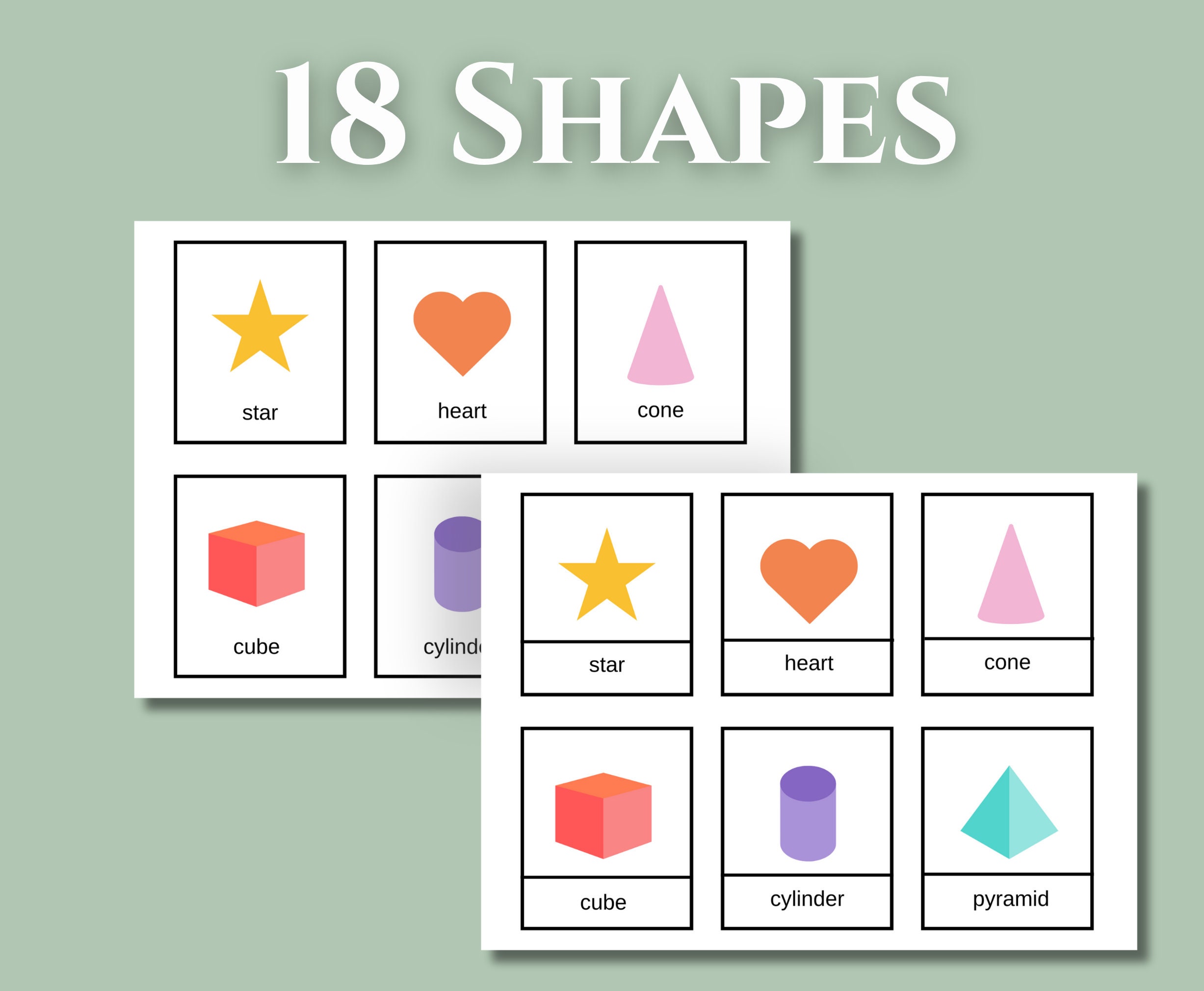 Shape Flashcard Montessori Printable Shape Matching Toddler Matching ...