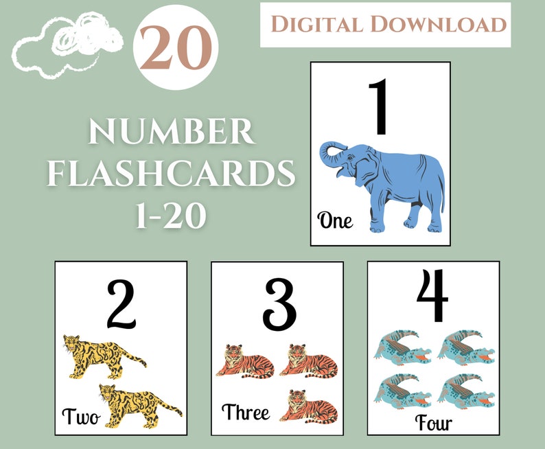 Printable Number Flashcard for Toddler Homeschool Printable Montessori ...