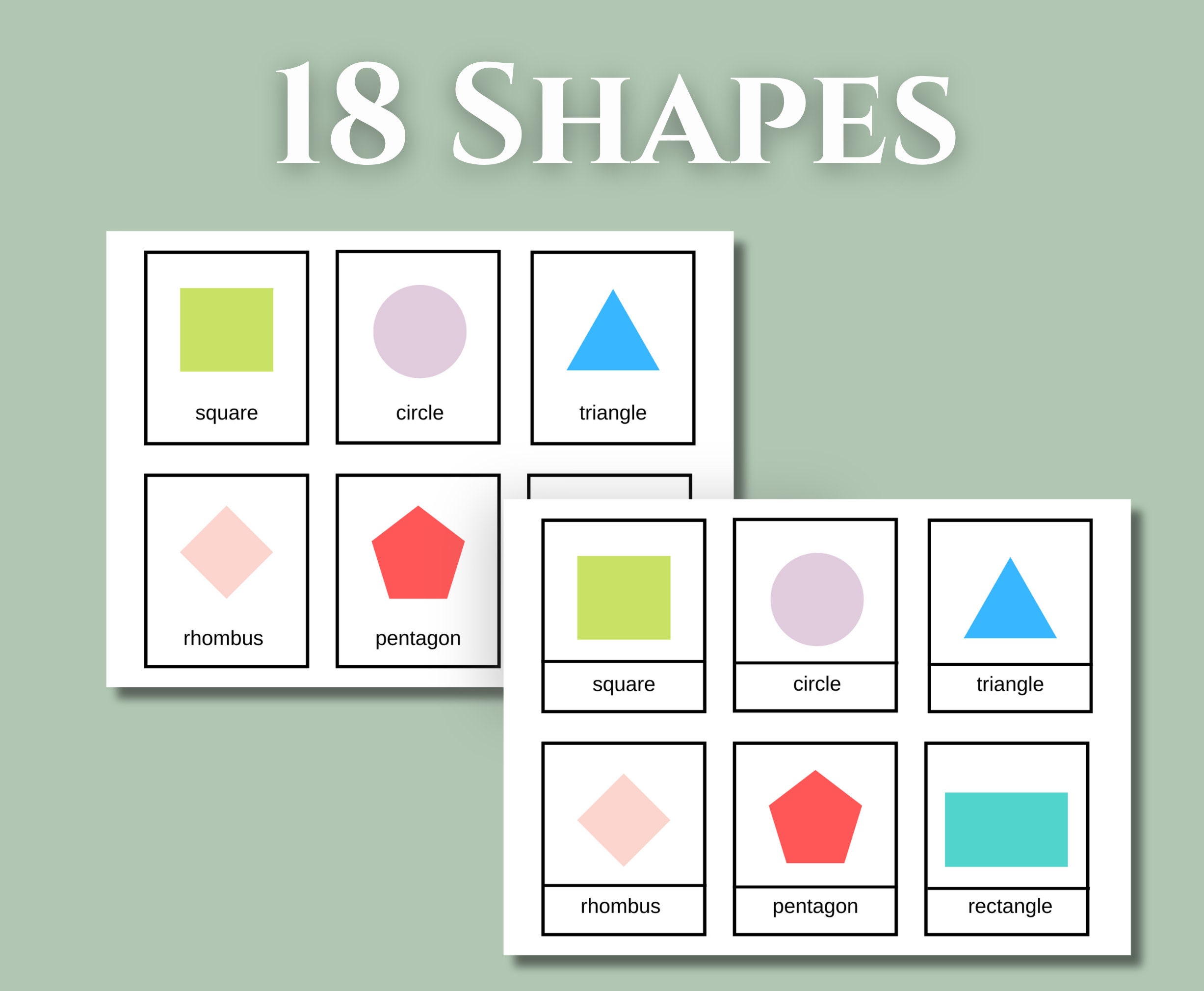 Shape Flashcard Montessori Printable Shape Matching Toddler Matching ...