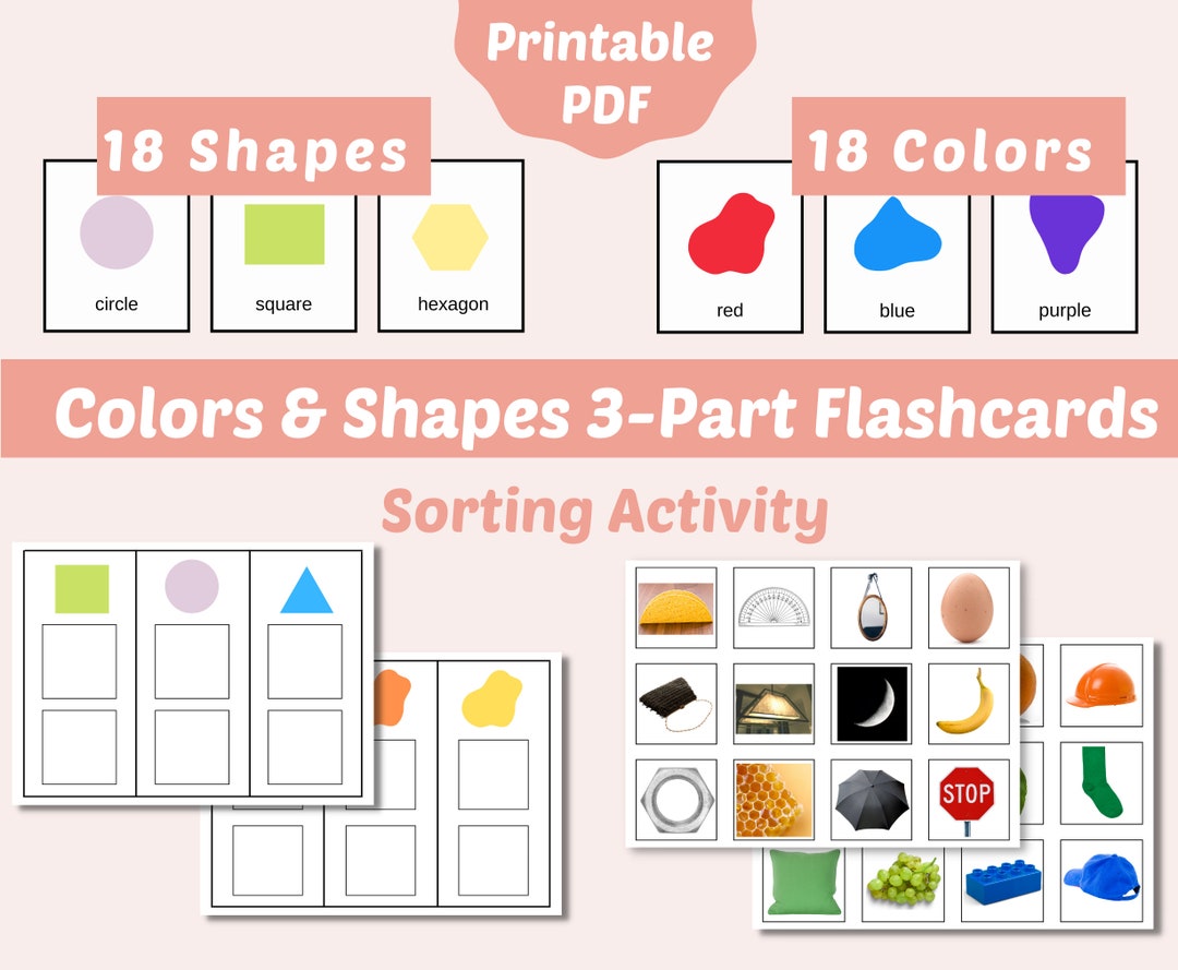 Color Flashcard Montessori Printable Shape Flashcard for Toddler ...