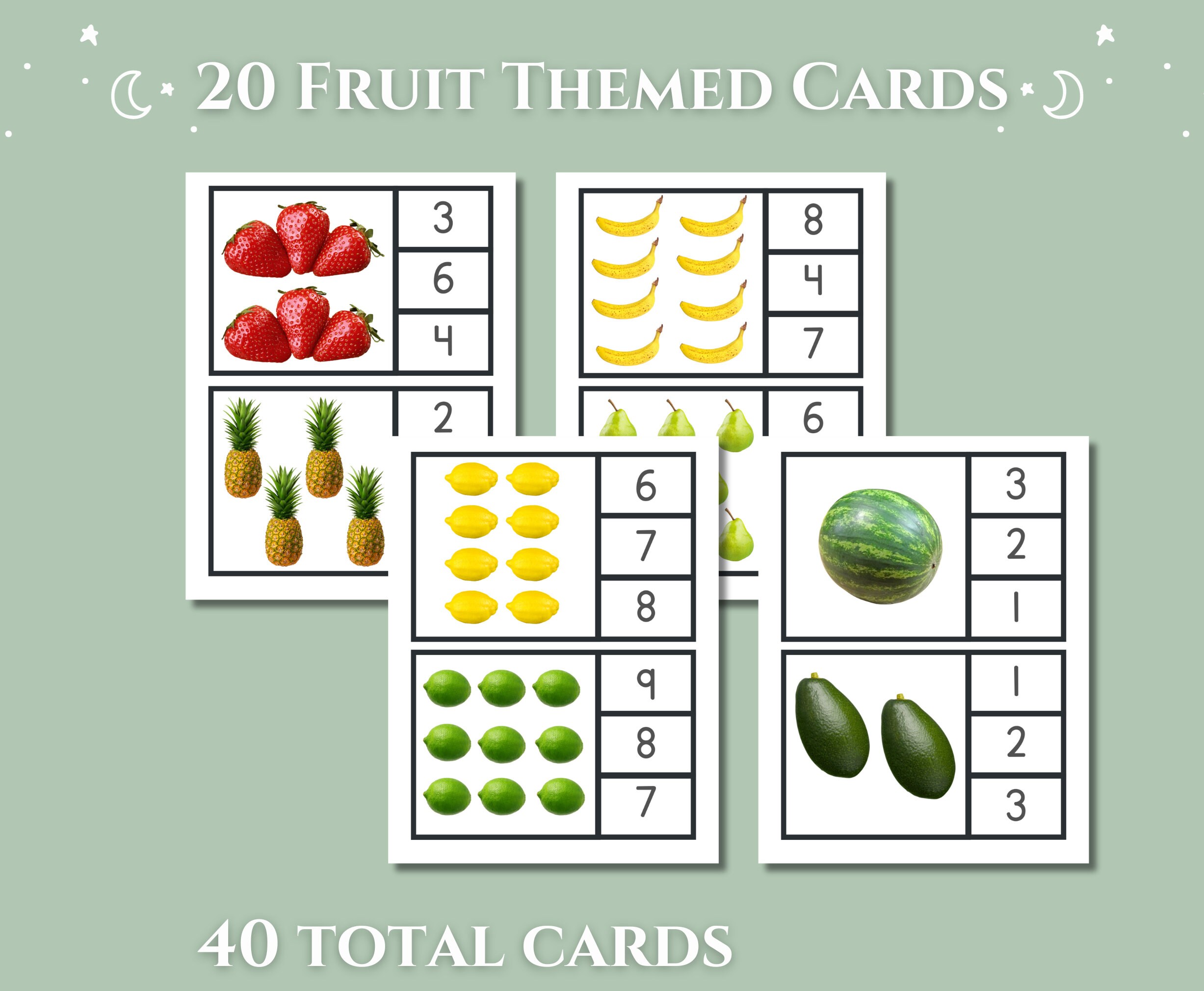 Count and Clip Card Number Card for Counting Peg Card Printable Toddler ...