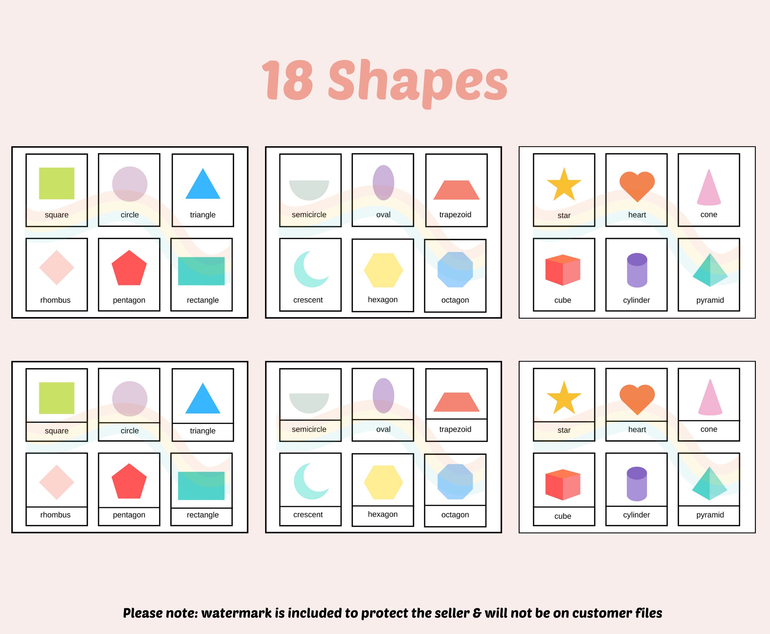 Color Flashcard Montessori Printable Shape Flashcard for Toddler ...