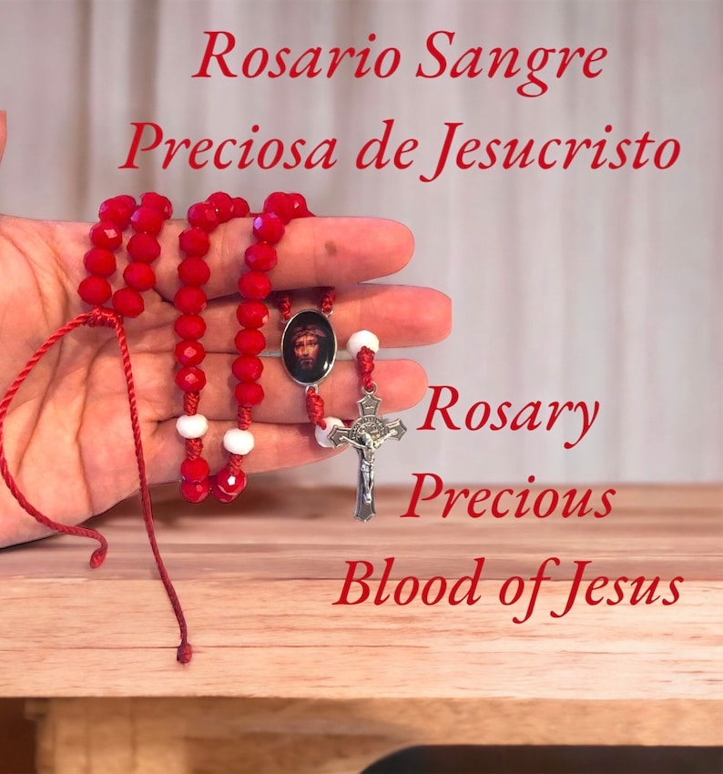 Precious Blood Jesus Christ, Rope Rosary, Knotted Rosary, Adjustable ...