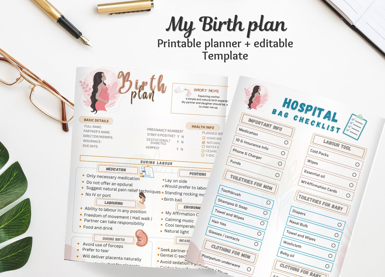 Birth Plan Template, Pregnancy Planner Checklist, Newborn Baby Kit - Etsy