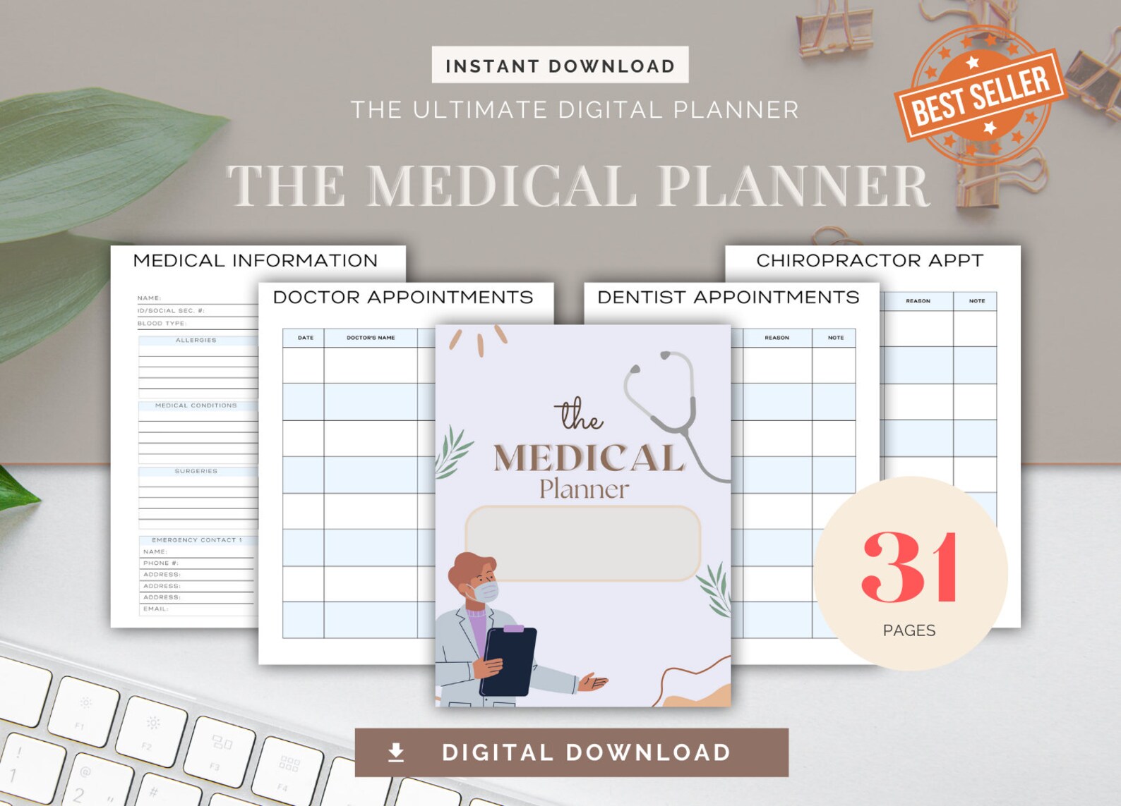 Medical Planner Printable, Family Medical Binder, Healthcare Planner ...