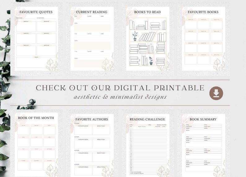 Reading Book Planner, Reading Journal, Digital Reading Journal, Book ...