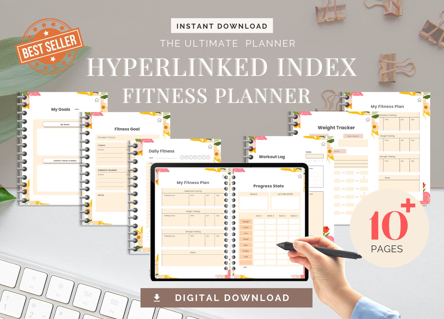 Printable Fitness and Health Planner, Fitness Journal, Digital Planner ...