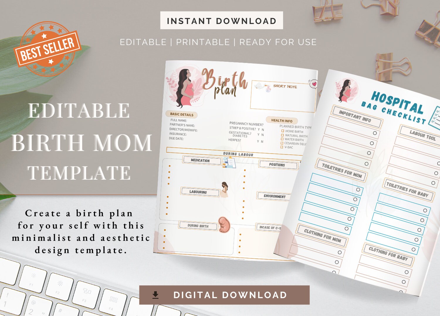 Birth Plan Template, Pregnancy Planner Checklist, Newborn Baby Kit - Etsy
