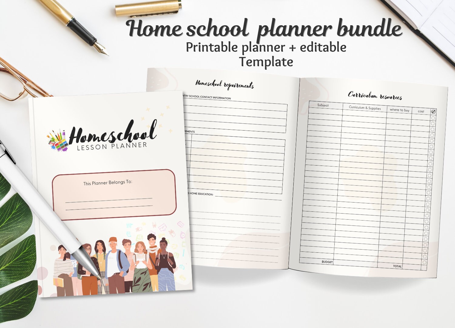 Editable Homeschool Planner, Home School Teacher, Academic Lesson ...