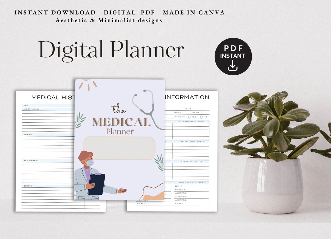Medical Planner Printable, Family Medical Binder, Healthcare Planner ...