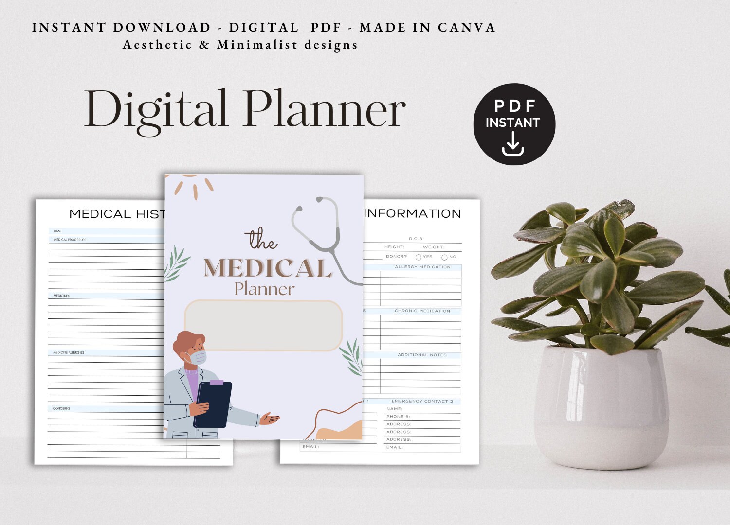 Medical Planner Printable, Family Medical Binder, Healthcare Planner ...