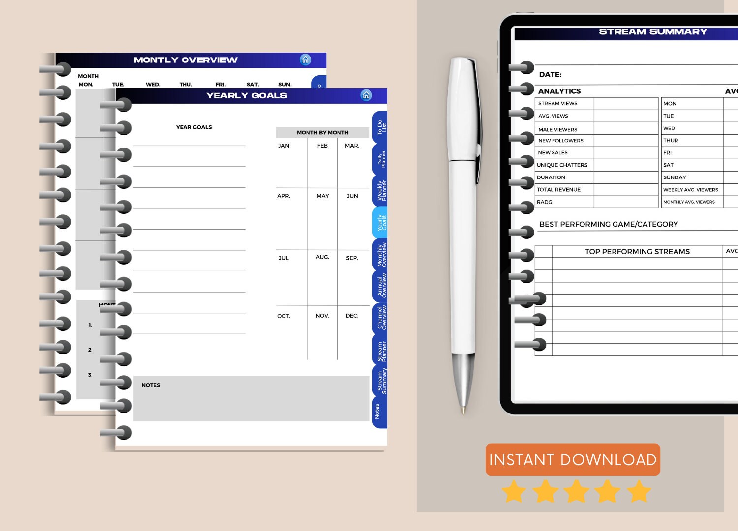 Live Stream Planner, Live Streaming Planner, Streamer Planner, Stream ...