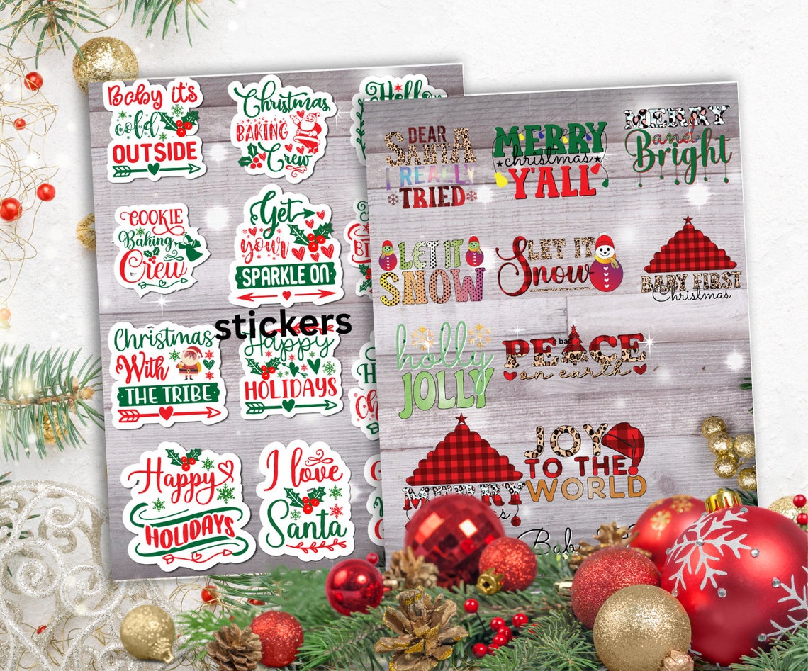 Christmas Inspirational Svg Png Bundle, PRINTABLE Stickers, Retro ...