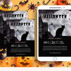 Black and White Halloween Invitation, Halloween Invitation Template ...